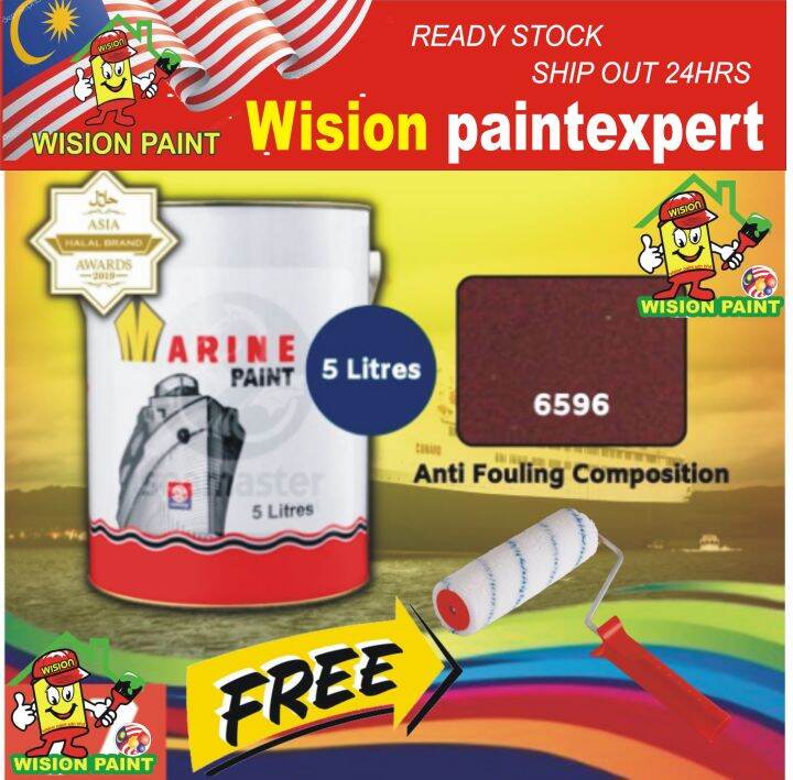 ( 5L ) Seamaster Cat Kapal Anti Fouling Composition 6596 (FREE 7" ROLER ) Marine Paint Cat Boat ...