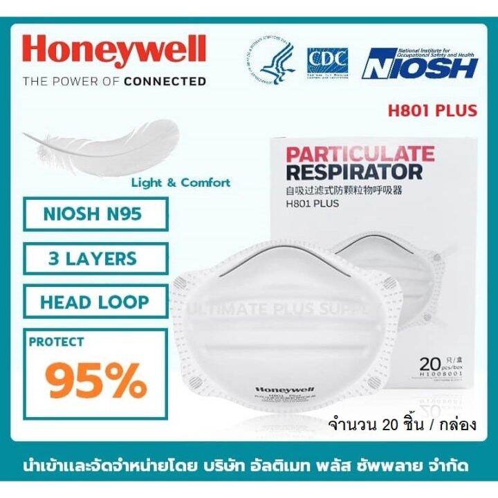 Honeywell หน้ากากป้องกันฝุ่นละออง รุ่น H801 PLUS แบบถ้วย มาตรฐาน N95 สายคล้องศีรษะ | Lazada.co.th