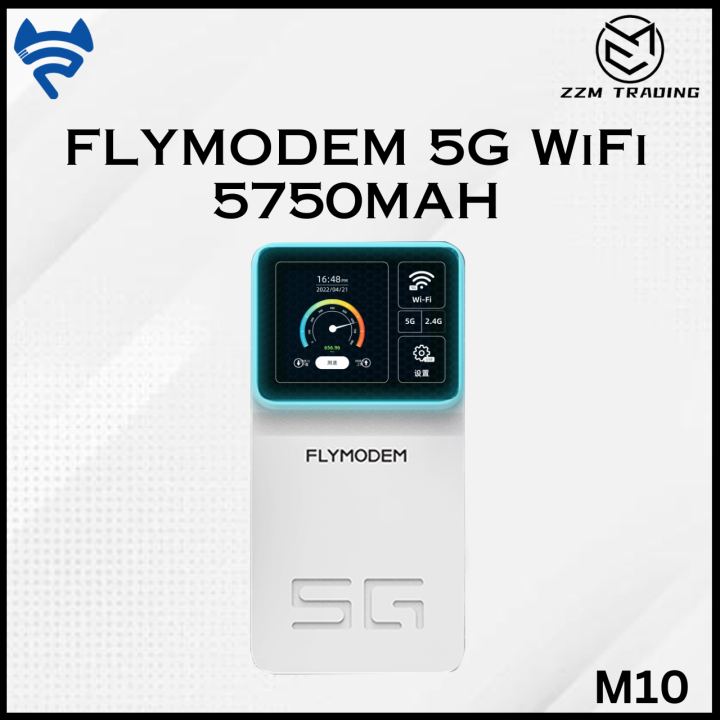 FLYMODEM 5G WiFi M10 Router 5750mAh Type-C LCD touch screen ZZM TRADING ...