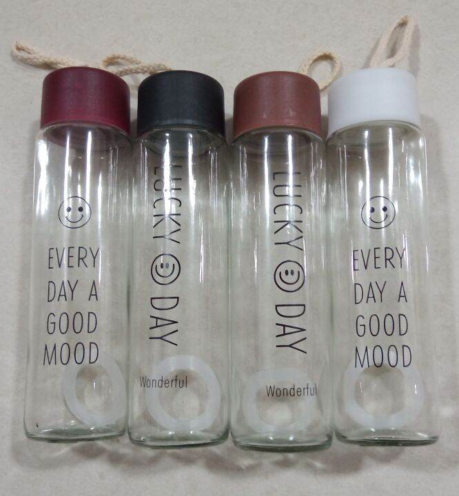 360ML ขวดน้ำใสพกพา แก้วน้ำใสพกพา ลาย Lucky Day Wonderful & Every Day A ...