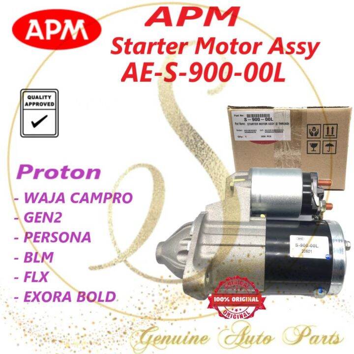 (100% ORIGINAL) APM Starter Motor AE-S-900-00L Proton BLM Waja Campro Exora Bold Persona Gen 2 ...
