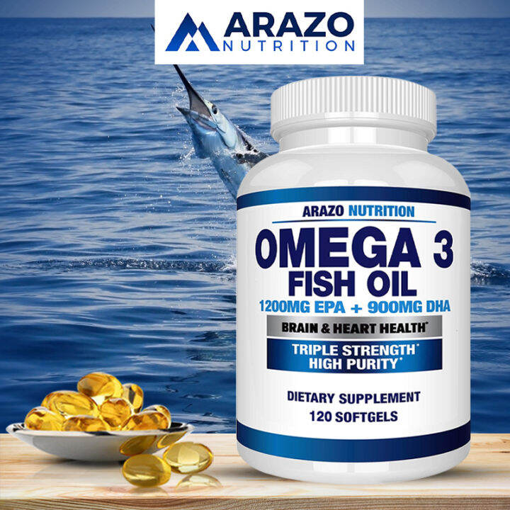 Omega 3 Fish Oil 4,080 mg - EPA 1200 mg + DHA 900 mg Triple Strength ...