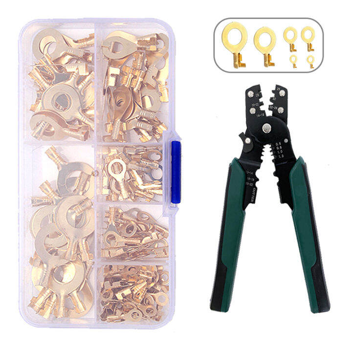 150PCS M3/ M4 M5 M6 M8 M10 Ring Lugs Ring Eyes Copper Crimp Terminals ...