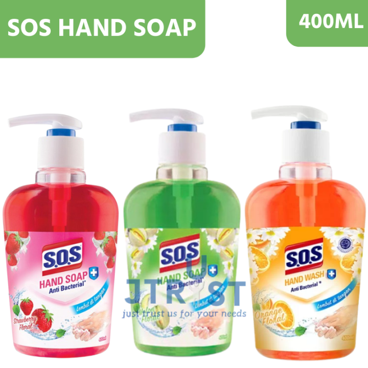 SOS Hand Soap Fragrance Anti Bacterial Kemasan Botol Pump 400ml ...
