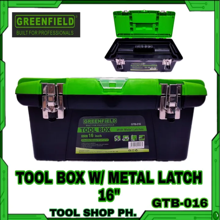GREENFIELD Tool Box Organizer 16" with Metal Latch and Tray Inside GTB ...