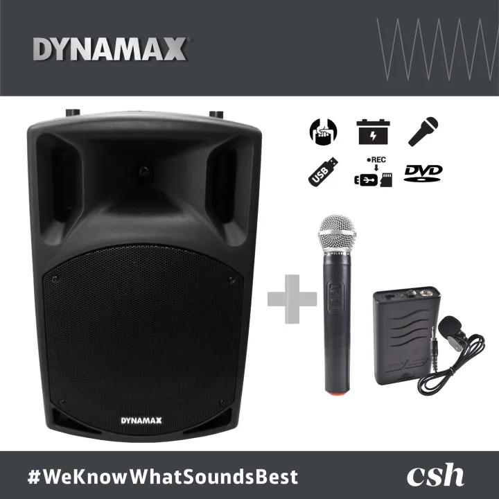 DYNAMAX PRO38CE 15” Portable Active Speaker System (Bluetooth & DVD ...