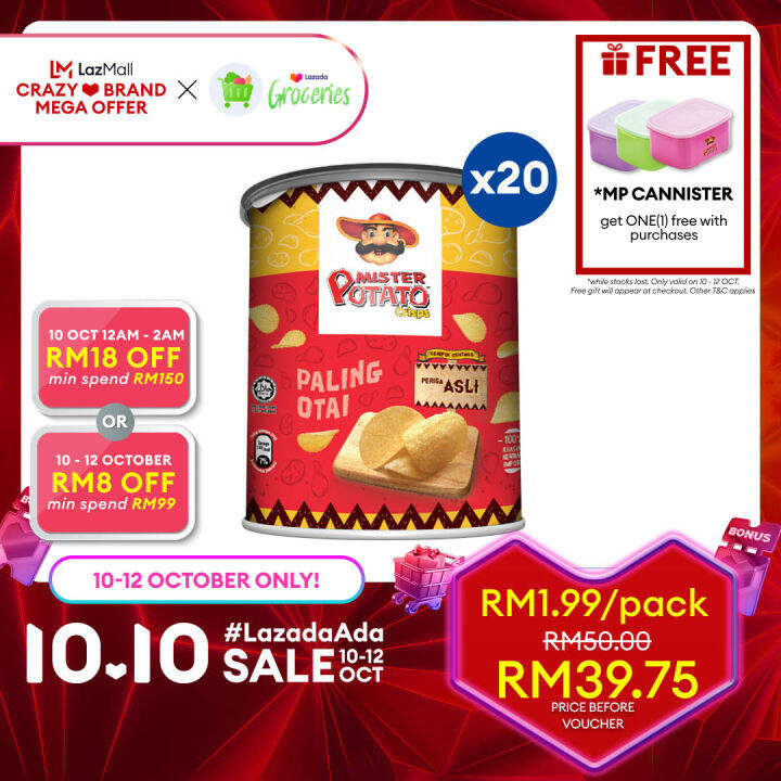 [CARTON] Mister Potato Crisps -Original 20 x 40G | Lazada