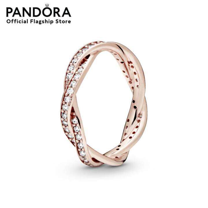 Pandora Braided Rose ring with clear cubic zirconia แหวน แหวนแพนดอร่า ...