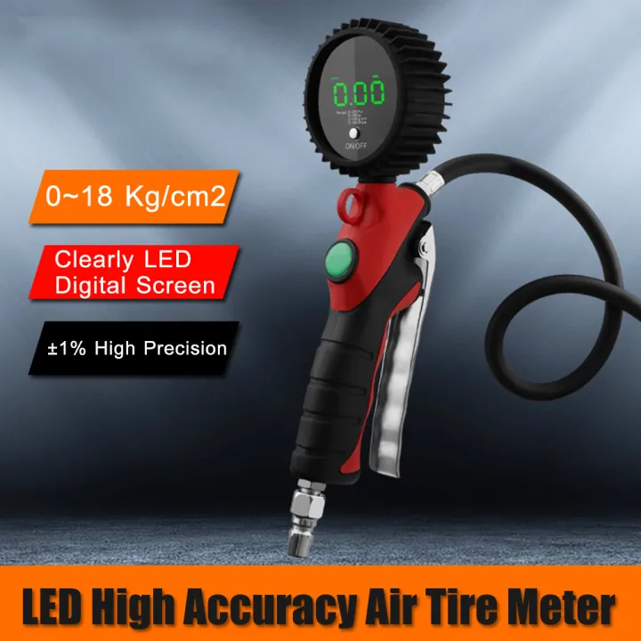 High Accuracy LED Backlight Display Tire Inflating Gauge Digital Display Tyre Inflatable G-un ...