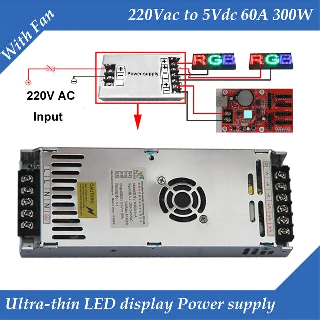 Special Led Display Power Supply With Fan Ultra-thin 220vac Input 5v ...
