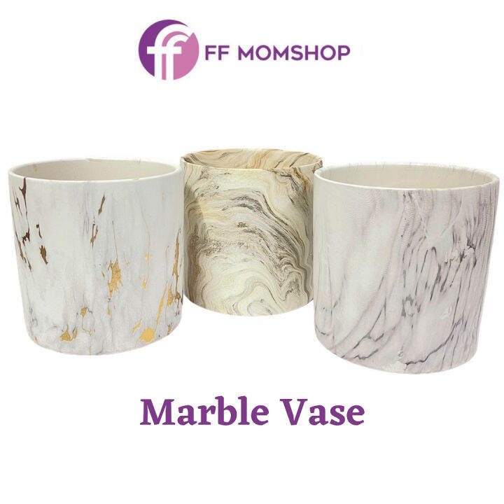 FF MOMSHOP Premium MARBLE Ceramic Vase White Flower Pot Pasu Seramik ...