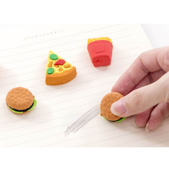 10packs Creative cute burger cola fast food eraser set food Eraser ...