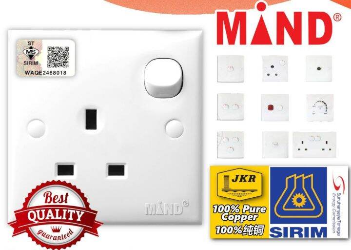 【JKR】SIRIM MIND Switch Socket 13A 15A 1G 2G 3G 5G Water Heater Switches ...