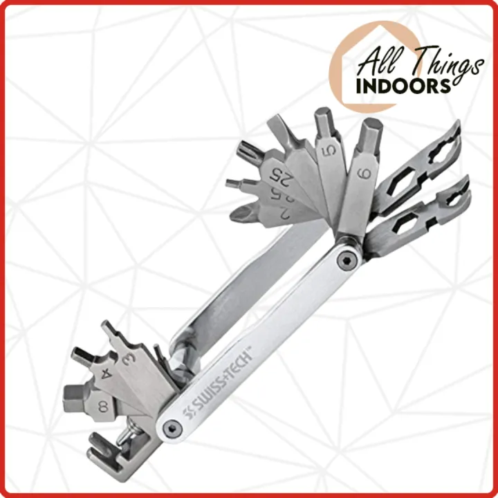 Swiss Tech ST35060 Polished SS 20-in-1 Bicycle Multitool Kit for Bike Repair, Sports, Camping ...