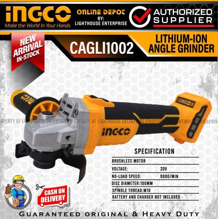 INGCO 20V Lithium-Ion Brushless Motor Angle Grinder (CAGLI1002 ...