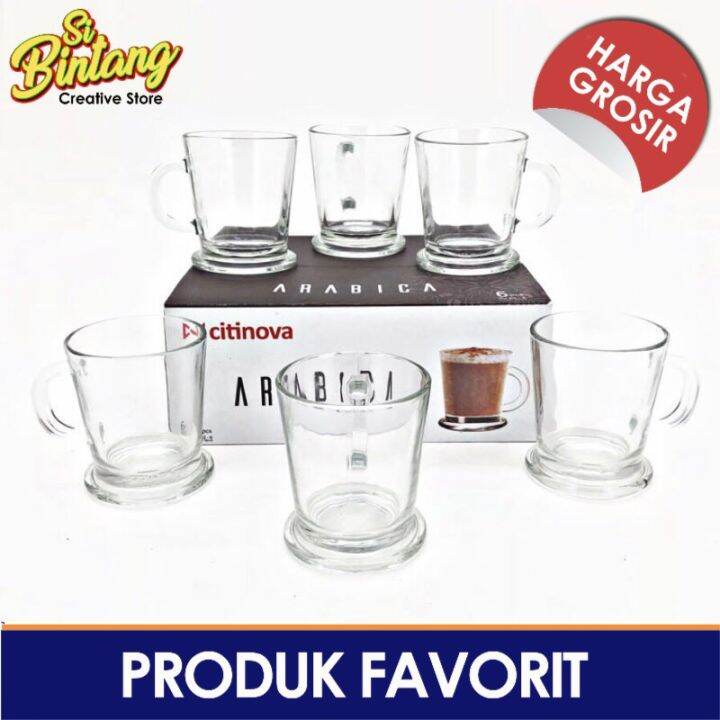 Gelas Polos Kaca/Beling - Model Coffee Cup - Kapasitas 180 ml - Tipe ARABICA Citinova - Gelas ...