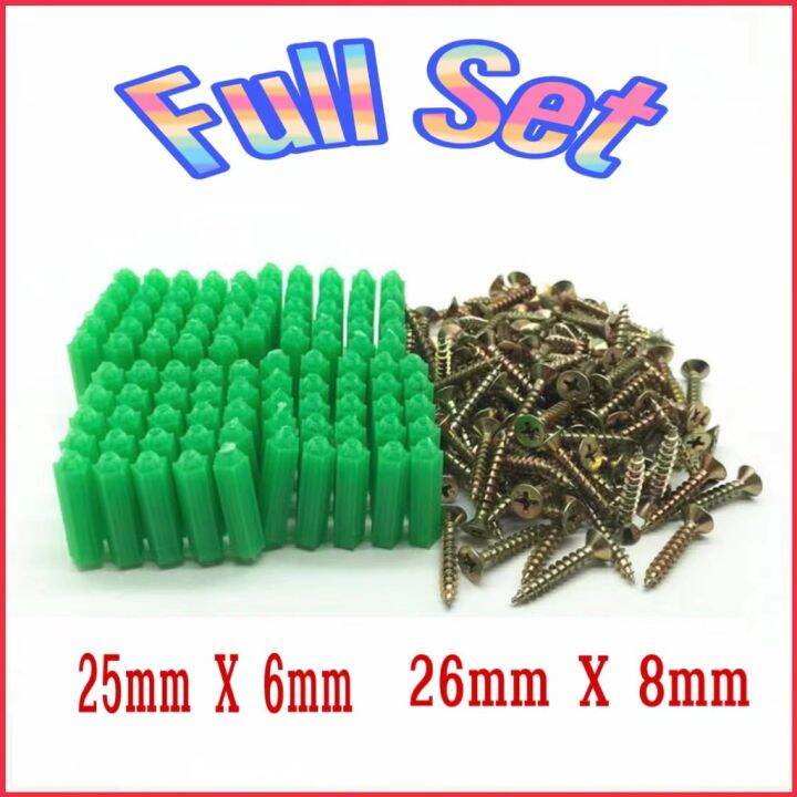 Green plastic expansion tube 6 cm plus swelling plug M6X25.5/M8X26 wall ...