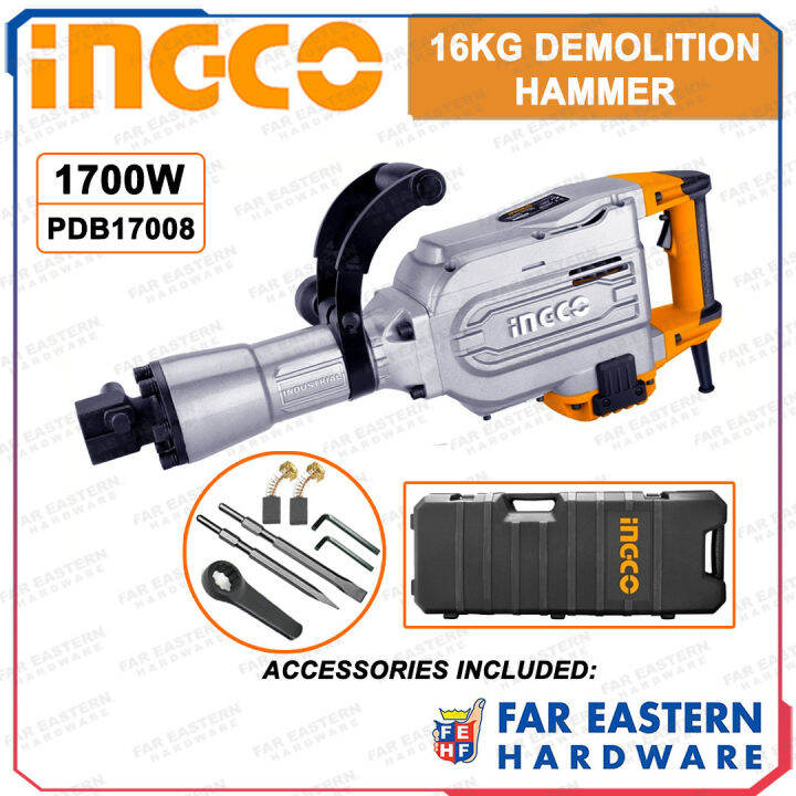 INGCO Demolition Hammer 1700W Jackhammer PDB17008 SDS HEX 16KG INPTCD ...