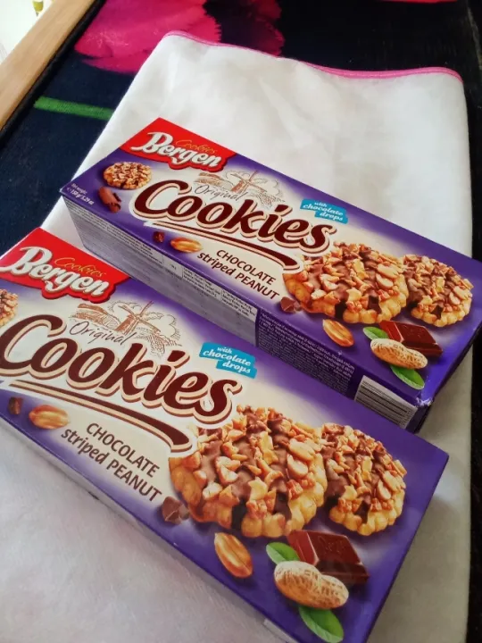 Bergen Original Cookies with Chocolate Striped Peanut 150 g x 2 pcs ...