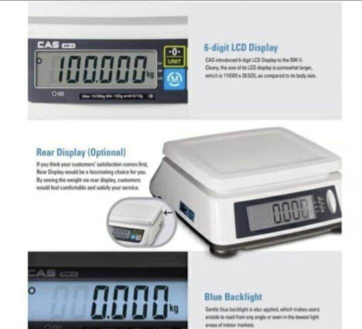 Timbangan Meja Digital CAS SW-II Double Display 3 Kg 6 Kg 15 Kg 30 Kg - 3 Kg x 0,1 Gr | Lazada ...