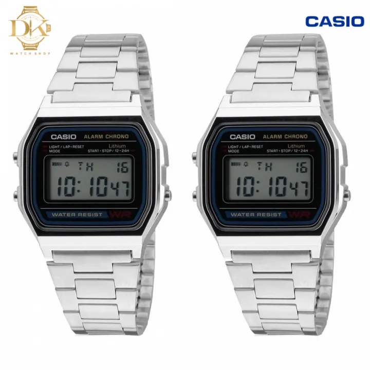 Casio Vintage Couple Silver Stainless Steel Strap Watch A158WA-1DF/A158WA-1DF Digital | Lazada PH