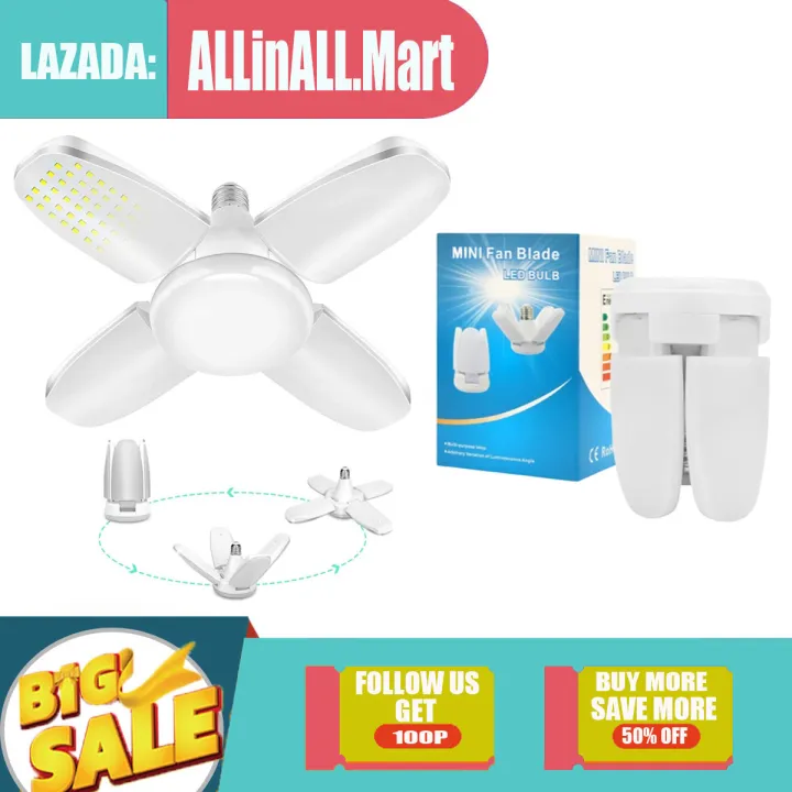 ALLinALL.mart Mini fan blade 28w mini foldable fan blade bulb led ...