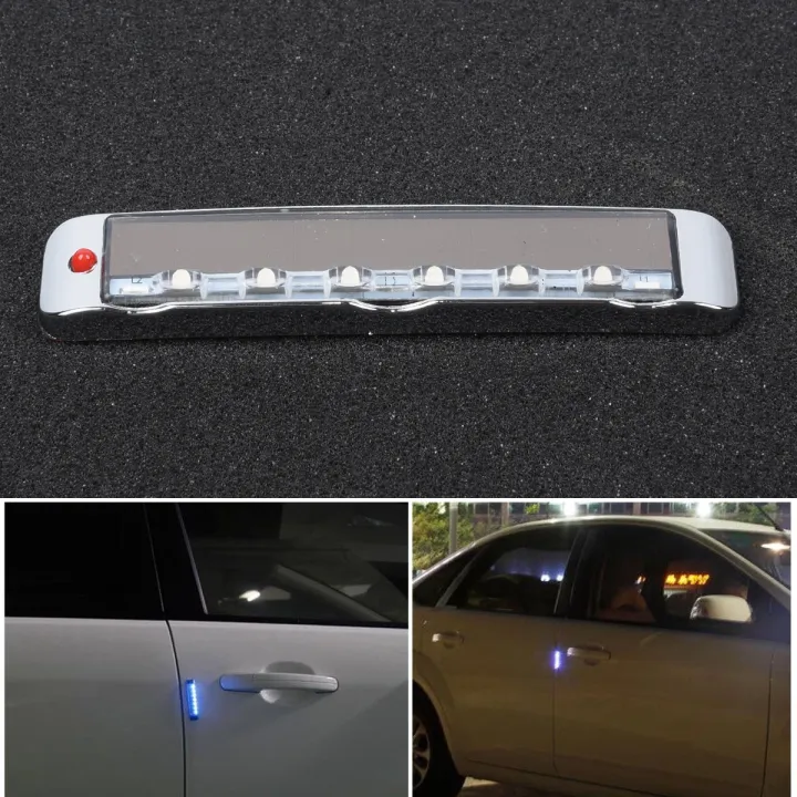 7 Colors Car Solar LED Strobe Warning Lights Car Door Side Grille ...