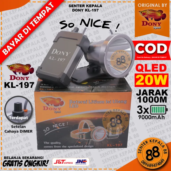 Senter Kepala DONY KL 197 DIMMER TOMBOL PUTAR 20WATT 20W LED SUPER ...