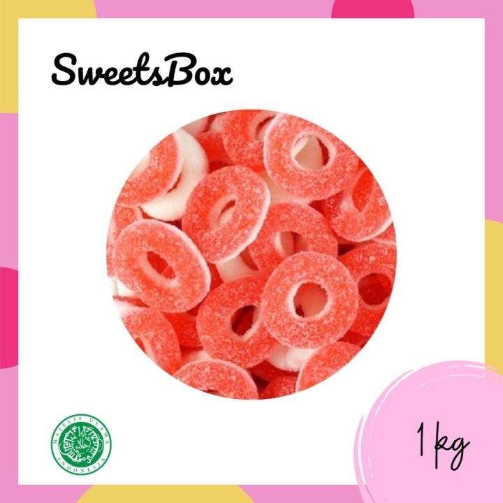 [SweetsBox] Haribo Strawberry Rings - 1kg Original Packing Gummy Candy ...