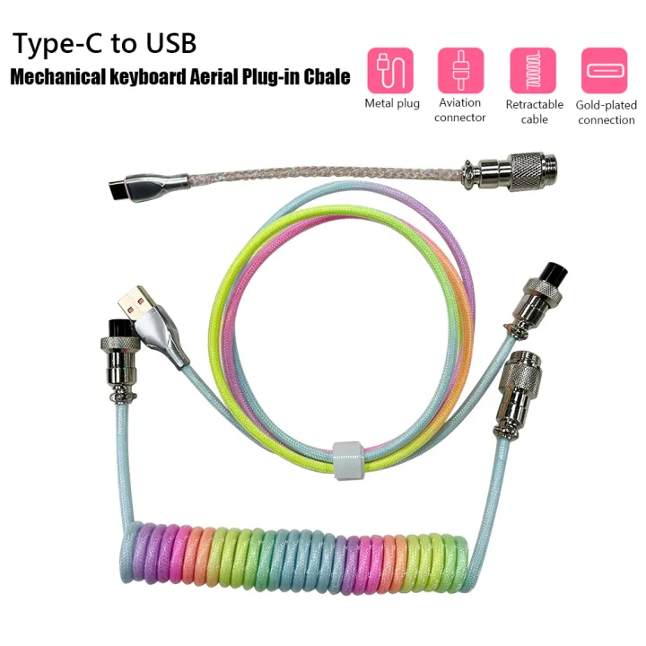 Mechanical Keyboard Coiled Cable Type-C Segment Colorful Light 2.8m ...