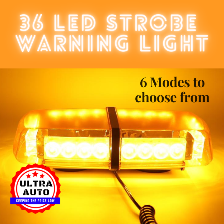 36 LED MINI BAR STROBE WARNING LIGHTS WITH MAGNETIC BASE - ROOFTOP EMERGENCY HAZARD BEACON LIGHT ...