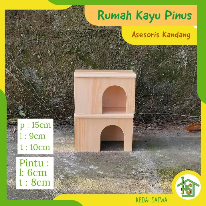 Rumah Kayu Pinus Hamster | Rumah Hamster | Kandang Hamster | Tempat ...