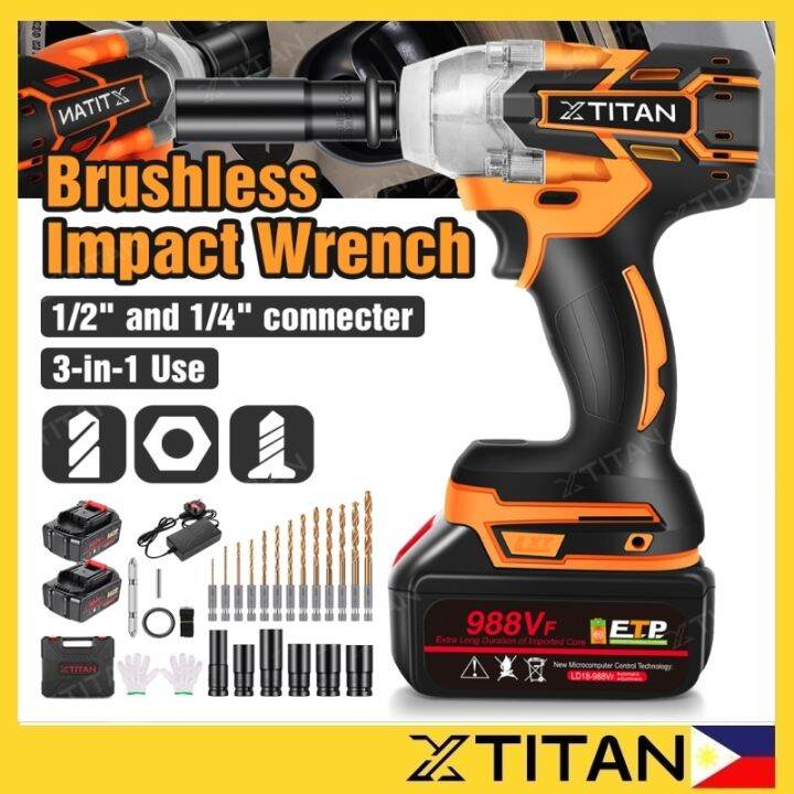 XTITAN 988VF Impact Wrench 3in1 Brushless Cordless 36pcs Electric Driver Drill | Lazada PH