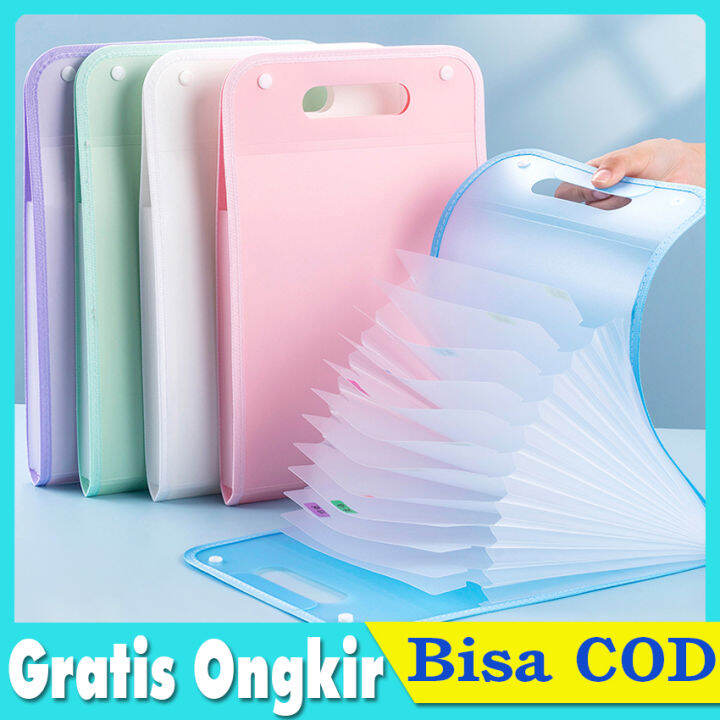 Tas File Dokumen A4 13Sekat Plastik File Bag Transparan Pouch Tas File ...