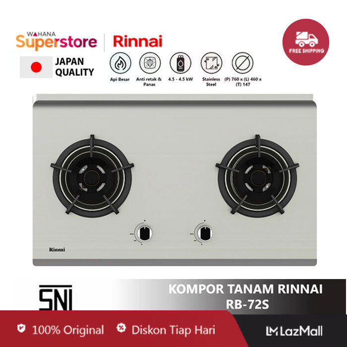 Rinnai Kompor Gas Tanam 2 Tungku - RB-72S | Lazada Indonesia