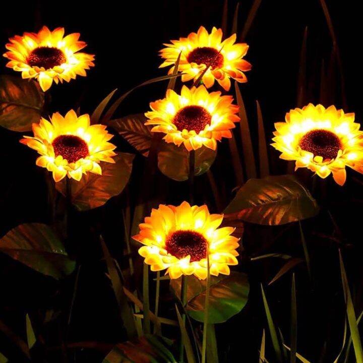 Solar Light Sunflower Flowers Lily Tulip Decor Lawn Outdoor Waterproof ...