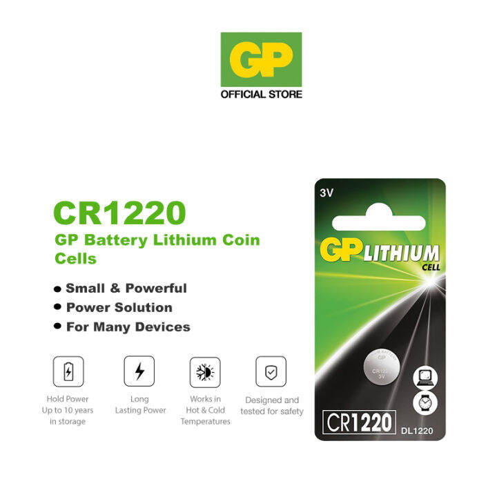 GP Lithium Coin Cells Battery CR1220 [ Card of 1s ] (ECR1220 DL1220 ...