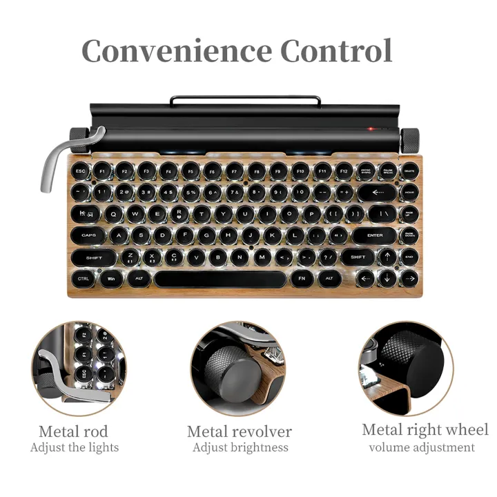 Mechanical Keyboard Wireless Bluetooth keyboards Dot retro typewriter ...