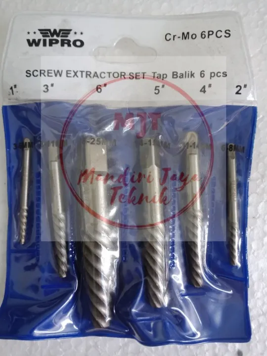 Tap Balik Set 6pcs TB06 / Alat Pembuka Baut Rusak / Screw Extractor Set WIPRO | Lazada Indonesia