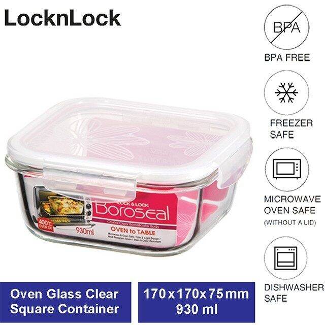 LocknLock Oven Glass Clear Square Container (930ml) LLG226 | Lazada