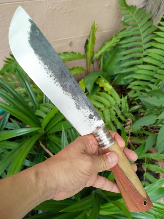 มีดแคมป์ มีดเหน็บ มีดอีเหน็บ (E-Nep) มีดพก มีดเดินป่า 8.7” SUP9 ตีร้อนชุบแข็ง ผิวไฟ ด้ามไม้ ...