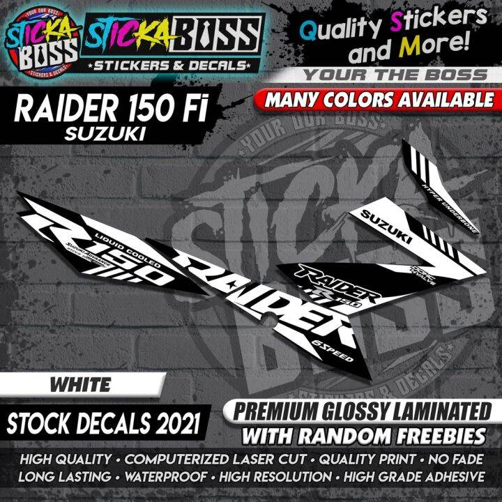 Suzuki Raider 150 Fi Stock Decals 2021 (WHITE)【PREMIUM GLOSSY LAMINATED ...