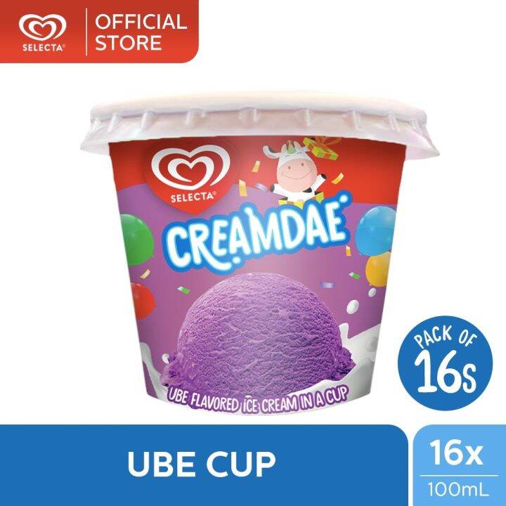 Selecta Creamdae Cups Ube Ice Cream 16x100mL | Lazada PH