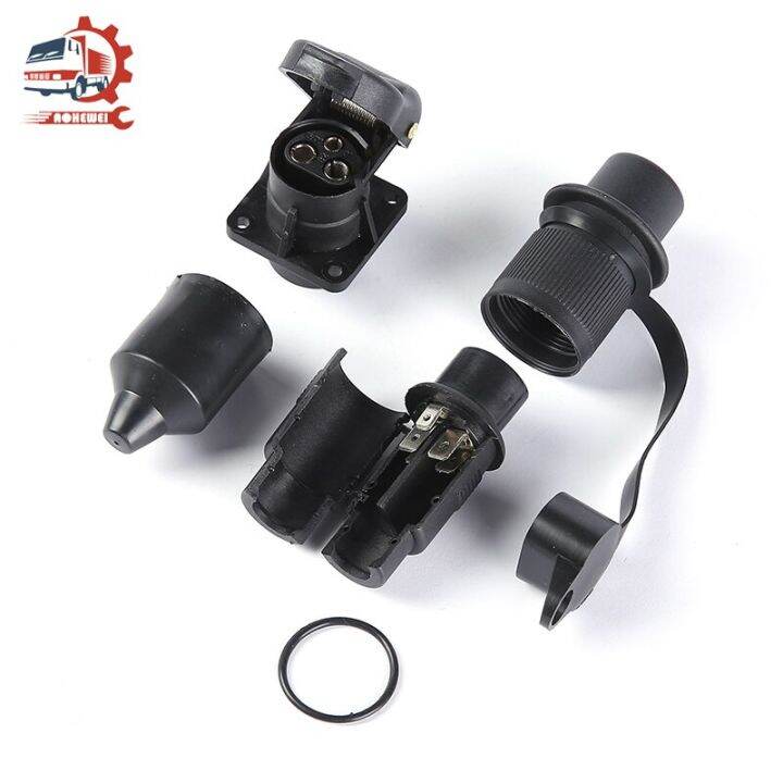 AOHEWEI 3Pin Trailer Plug Towing Socket Connector 12V Screw End 3 Way ...