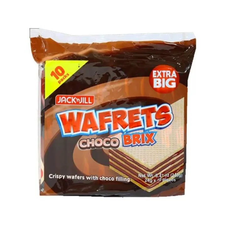 Jack n' Jill Wafrets Choco Brix (24g. x 10pcs.) Crispy Wafer w/ Choco ...