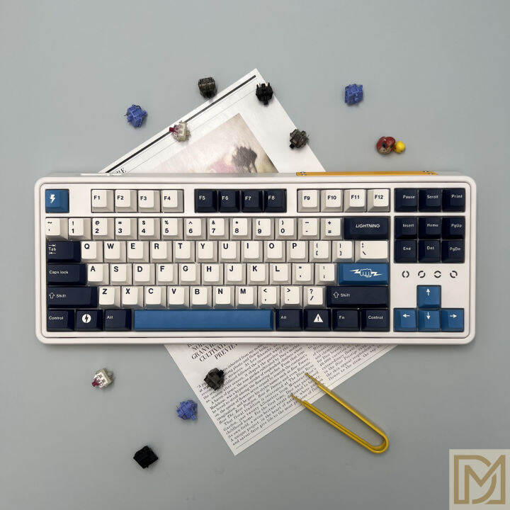 GMK Zeus Keycap PBT Dye Sub Cherry Blue Thunder Bolt Keycaps 129pcs Fit ...