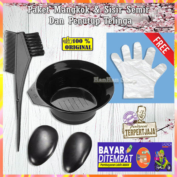 Paket 3in1 Mangkok Dan Sisir Semir + Penutup Telinga Free Sarung Tangan ...