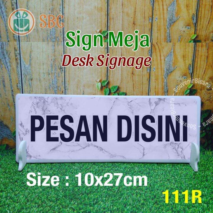 PESAN DISINI Table Sign Penanda Meja Desk Sign 10x27cm Bisa CUSTOM ...