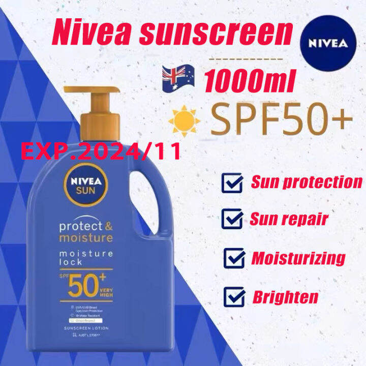 Nivea sunscreen lotion UV Sun protect moisture 1000ml/1L SPF50 ...