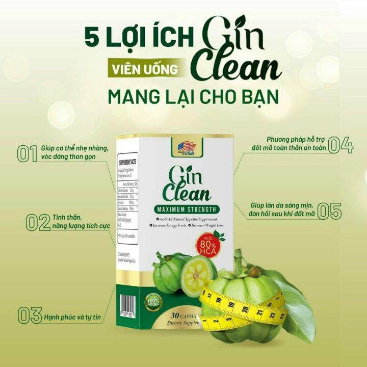 Viên Uống Giảm Cân Siết Cơ Tan Mỡ Cấp Tốc Gin Clean Maximum Strength 30 ...